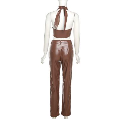 Cina La capezza sexy dell'insieme casuale in due pezzi di Brown conferisce al vestito diritto esile dei pantaloni in vendita