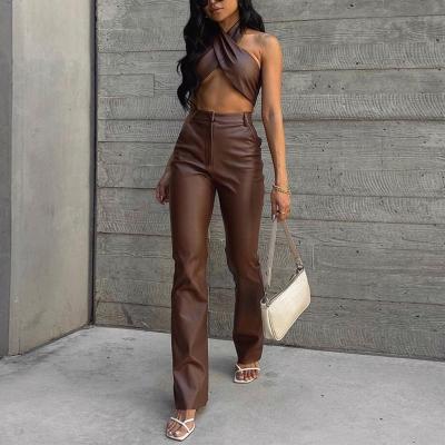 Cina La capezza sexy dell'insieme casuale in due pezzi di Brown conferisce al vestito diritto esile dei pantaloni in vendita
