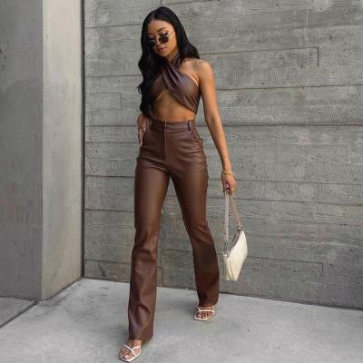 Cina La capezza sexy dell'insieme casuale in due pezzi di Brown conferisce al vestito diritto esile dei pantaloni in vendita
