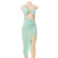 China Open Back Twisted Strapless Summer Beach Dresses High Split for sale