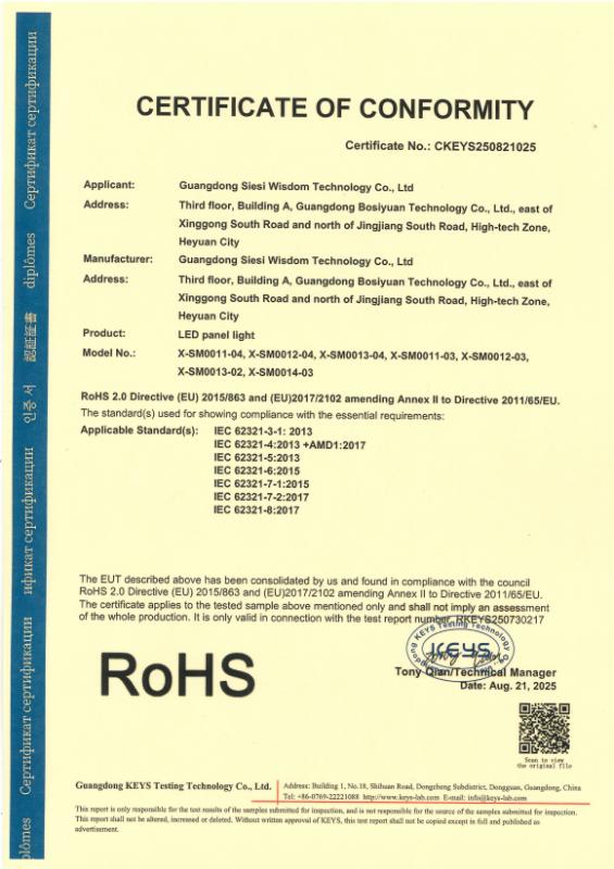 LED panel light ROHS - Shenzhen Siesi Electric Co., Ltd