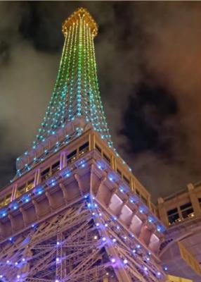China 3D Pole Eiffel Tower Sculpture Decor LED Point Light Source Lamp  Multi Color for sale