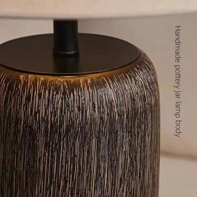 China Wholesale Customized Retro Ceramic Fabric Attic Living Room Bedroom LED Standing Lamp Floor Lamp Desk Light for sale