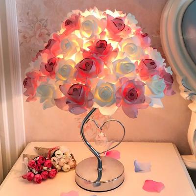 China Romance Rose LED Desk Lamp Switch Control Modern Luxury Table Lamps For Bedroom for sale