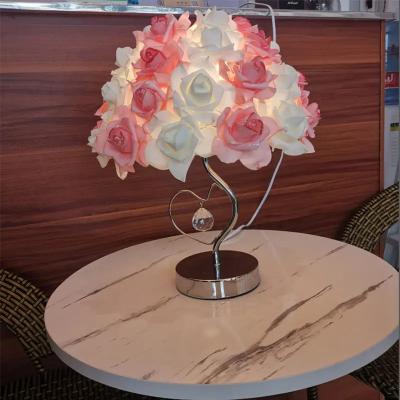 China Romance Rose LED Desk Lamp Switch Control Modern Luxury Table Lamps For Bedroom for sale