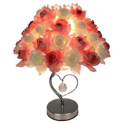 China Romance Rose LED Desk Lamp Switch Control Modern Luxury Table Lamps For Bedroom for sale