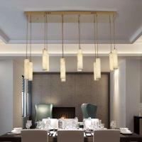 Quality Creative Design Alabaster Chandelier Hotel Lobby Dining Room Long Strip Marble for sale