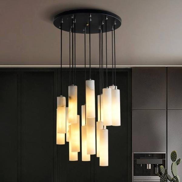 Quality Creative Design Alabaster Chandelier Hotel Lobby Dining Room Long Strip Marble for sale