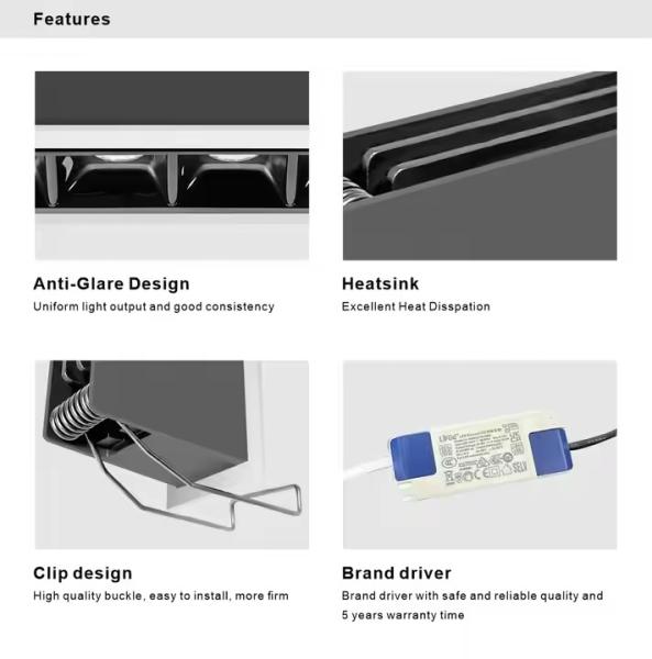 Quality Adjustable CCT Focus Anti Dazzle LED Grille Spotlight Recessed Down Lights For for sale