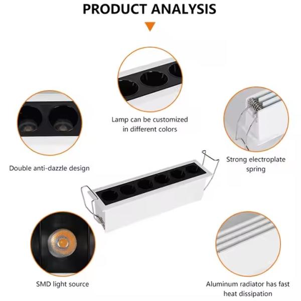 Quality Adjustable CCT Focus Anti Dazzle LED Grille Spotlight Recessed Down Lights For for sale