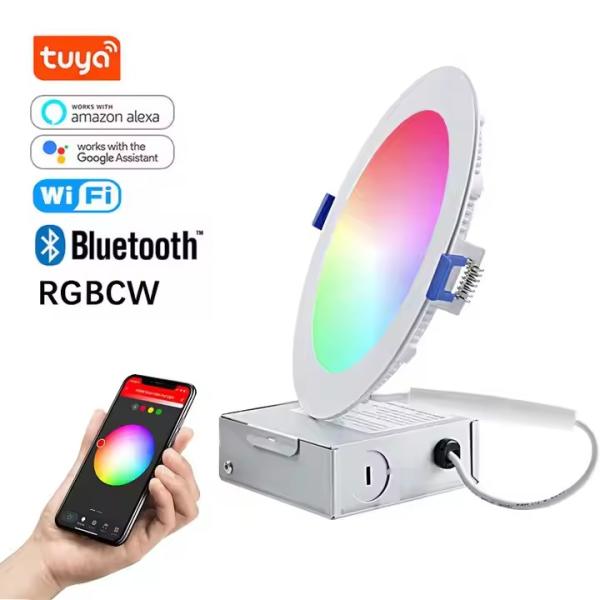 Quality 4 Inch 6 Inch Smart LED Down Light Tuya Airtight LED Downlights Slim Panel LED Light IP44 for sale
