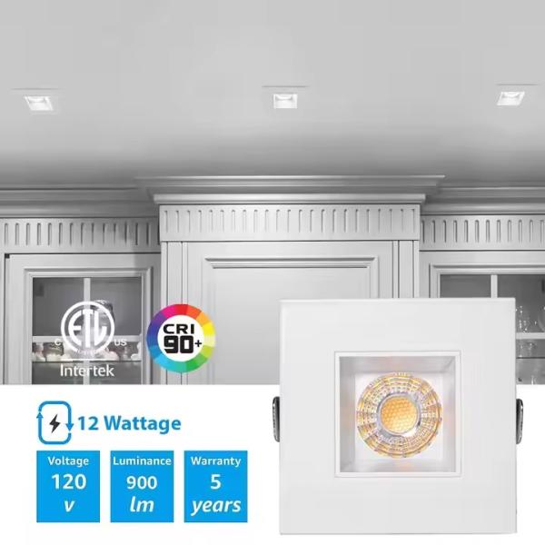 Quality Ultra Thin 4 Inch LED Recessed Lighting Canless IC Rated LED Downlights Square for sale