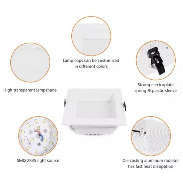 Quality Square Recessed LED Down Light 18W 15W 24W 12W 9W 6W 4W 3W High CRI LED Light for sale