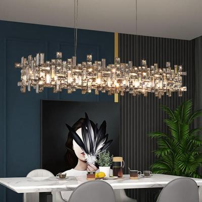 China Minimalist Crystal Living Room Chandelier High End Luxury Villa LED Pendant Light for sale