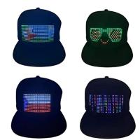 China Black Bluetooth LED Hat With Display Programmable Mobile App Control for sale