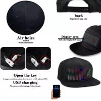 China Black Bluetooth LED Hat With Display Programmable Mobile App Control for sale