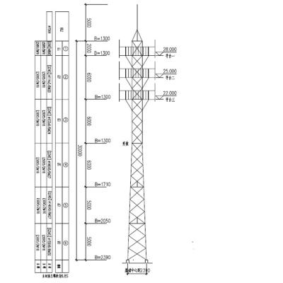 Cina albero autosufficiente triangolare della torre d'acciaio tubolare di 10-100m in vendita