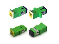 China Green SC Fiber Optic Adapter with Shutter High Return Loss Single Mode 0.2dB for sale