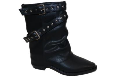 China Women's Black Crocodile Embossed Ankle Boots with Chunky Heel for sale