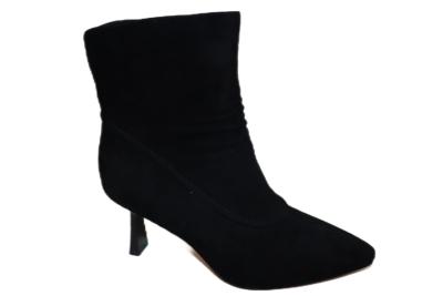 China Women's Black Suede Slouch Ankle Boots with Stiletto Heel for sale
