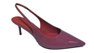 China Patent Leather Slingback Pumps Women Pointed Toe Thin Stiletto Heel Backless Dress Heels For Party Dating for sale