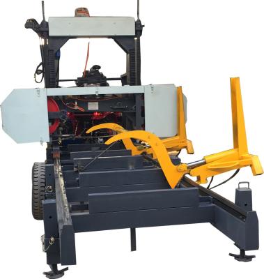 China MJ1000D horizontal diesel log portable band sawmill for log with mobile trailer for sale