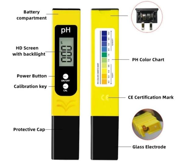 Quality Yellow LCD Digital PH Pen Water Tester Pocket Portable PH Meter Tester for Water for sale