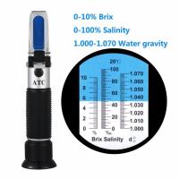 China Portable Refractometer 0-10%Brix Digital Test Meter 0-100%Salinity Automatic Temperature for sale