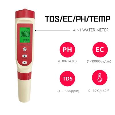 China 4 in 1 Multiparameter Water Meter pH TDS EC and Temperature Measurement in One Device for sale