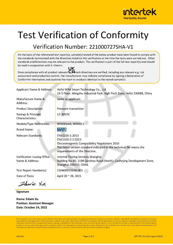 UKCA - Hefei WNK Smart Technology Co.,Ltd