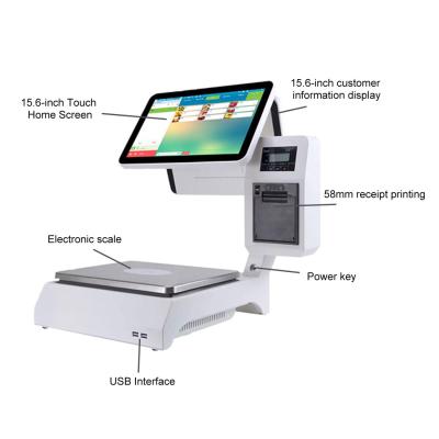China Sistema de faturamento de máquina Android POS de 30KG tela dupla para recebimento de pedidos de restaurantes à venda