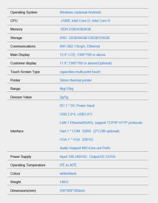 China OEM-ondersteunde waterdichte Android All-in-One POS-terminal met schaal- en seriële interface Te koop