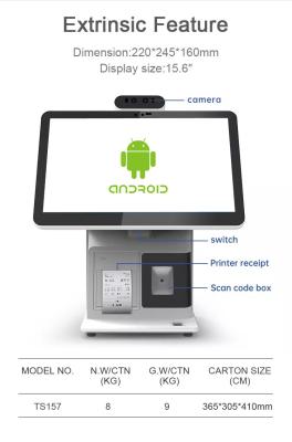 中国 ウィンドウズ 10 15.6インチ True Flat Touch Screen スキャナーと熱プリンタ付きデスクトップ POS 販売のため