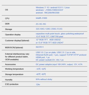 Cina RK3568 Bluetooth POS Machine Dual Screen per il terminale di ordinazione dei ristoranti in vendita