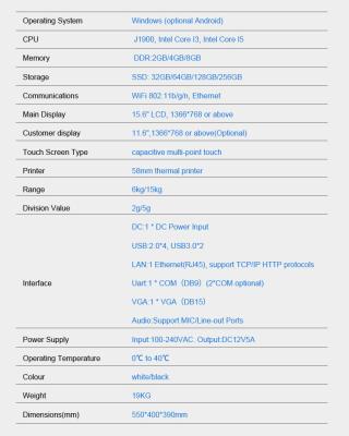 Cina CPU user-friendly J1900 Intel Core I3 Tablet POS Scala di bilanciamento per negozi al dettaglio in vendita