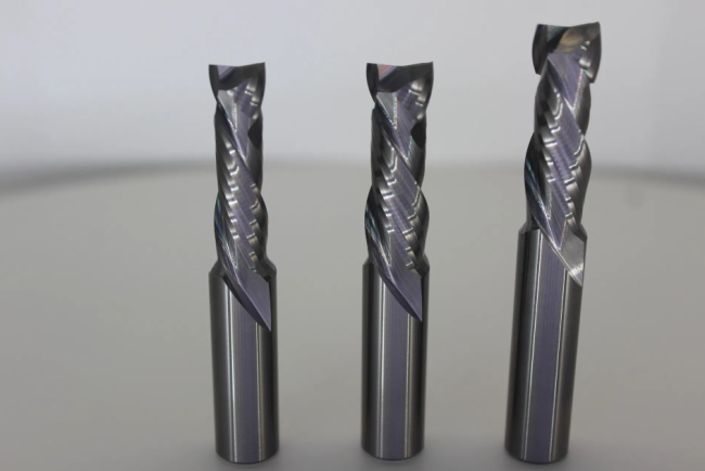 Multiple Solid Carbide Spiral Router Bits displayed together