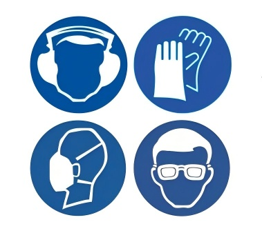 Worker using proper safety equipment while operating drill