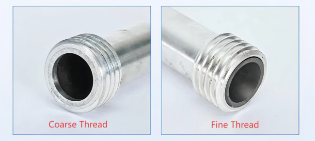 Comparison of coarse and fine thread nozzles