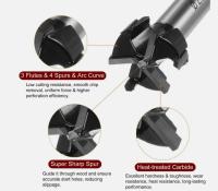China 35mm 3-Flute Solid Carbide Hinge Boring Drill Bits for Woodworking - High-Speed Steel with TCT Head for sale