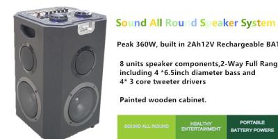 China 2020 hot sale Pro Audio sound system Outdoor Stage Speaker powered by AC/DC Battery/12V car light for sale