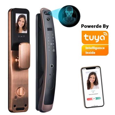 China Tuya WiFi Smart Lock 3D Face Recognition Door Lock 50 Face 100 Fingerprint for sale