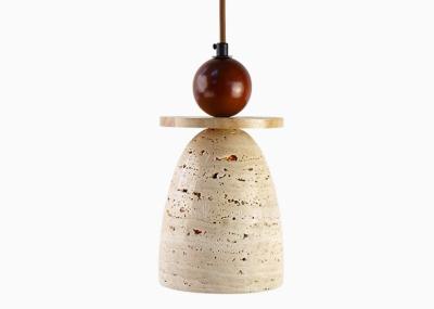 China Yellow travertine wooden pendant lamp bedroom for home decorator interior stone pendant lamp for sale