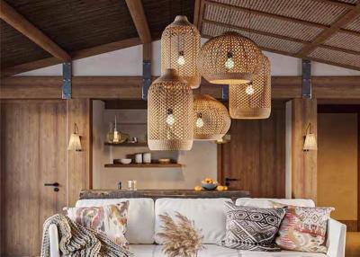 China Bamboo Chandelier For Restaurant Rattan Chandelier Retro Art Homestay Tea Room Living Room Bar Rattan Lamp for sale