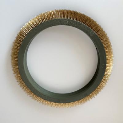 중국 마감 스텐터 기계 부품 스텐텍스 섬유 브러시 휠 구리 머리카락 나일론 플라스틱 본체 녹색 색상 판매용