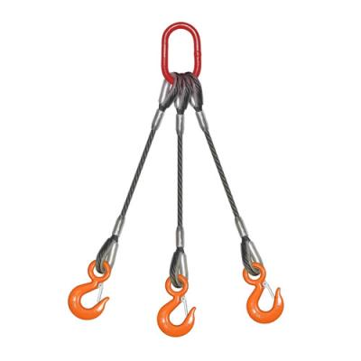 China 3 - Leg Wire Rope Bridle Sling Stable 52000 Lbs WLL For Overhead Lifting for sale