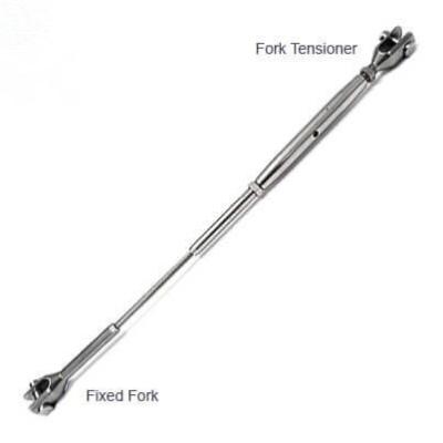 China Fork Tensioner Steel Wire Rope Assemblies 1 X 19 Strand Wire Rope for sale