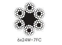 China Warrington Type Steel Lifting Cables 6 X 24w + 7fc , Round Stranded Wire Rope Cable for sale