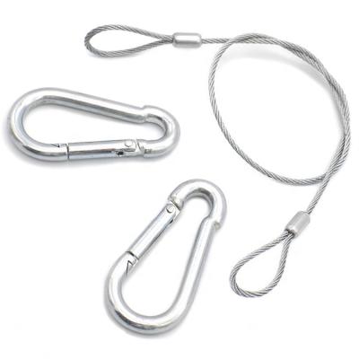 China Security Lanyard Line 430 Stainless Steel Wire Rope Slings With Eye & Hook for sale