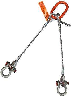 China 1 Inch Diameter 2 Leg Wire Rope Sling Thimble To Bolt Anchor Shackle Oblong Master Link for sale