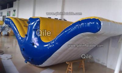 China 0.9mm PVC Tarpaulin Fabric Blue and Yellow Color Inflatable Water Slides for Pools for sale